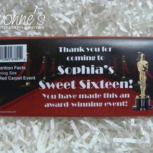 Hollywood Red Carpet VIP Candy Bar Wrappers Assembled With Chocolate ...