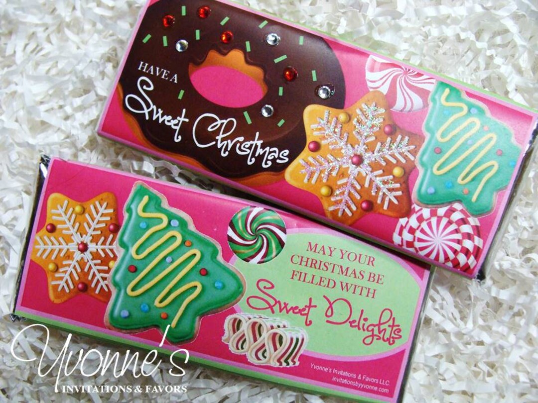 Christmas Candy Bar Wrappers for Chocolate Bars-holiday Party Favors ...