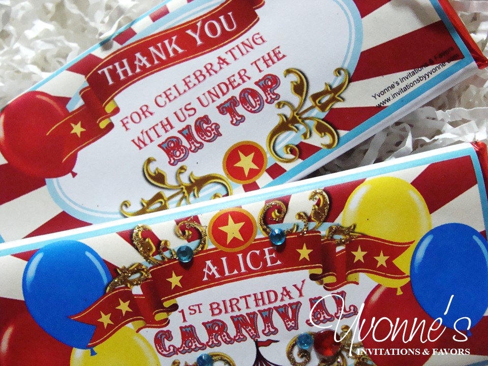 Circus Carnival Birthday Candy Bar Wrappers for Chocolate | Etsy