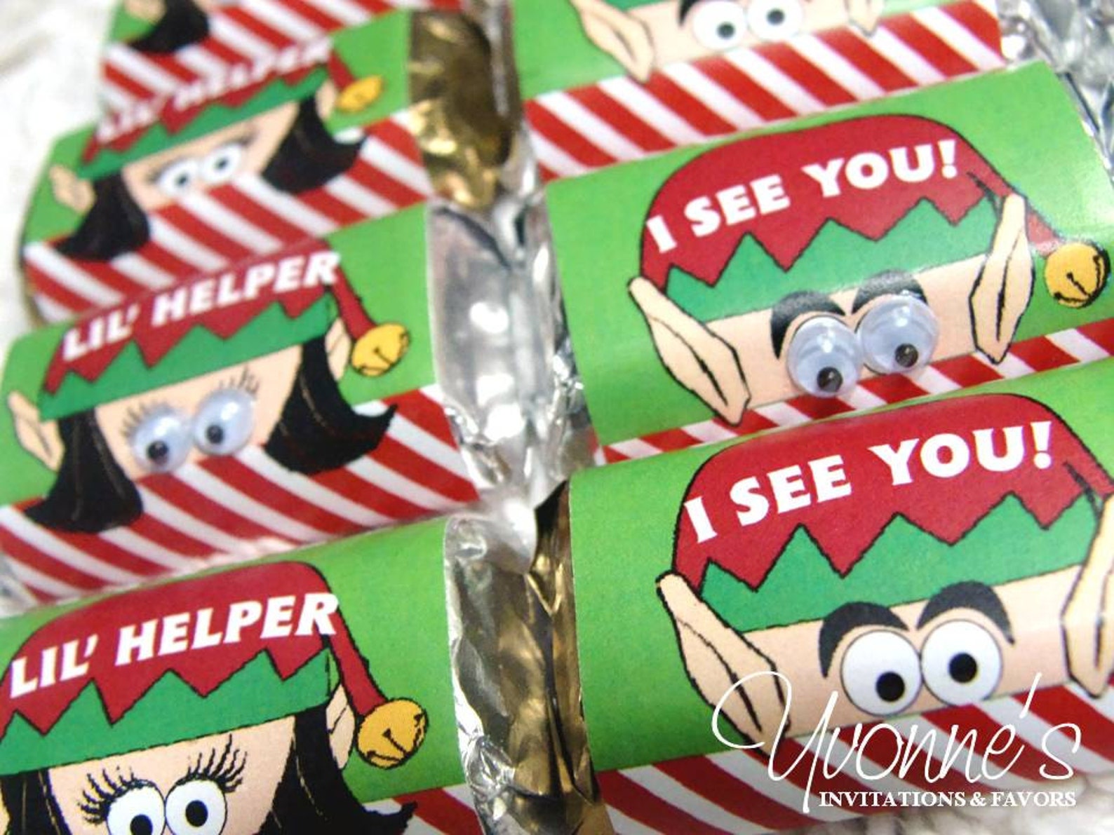 Elf Mini Candy Bar Wrappers Assembled With Miniature Chocolate - Etsy
