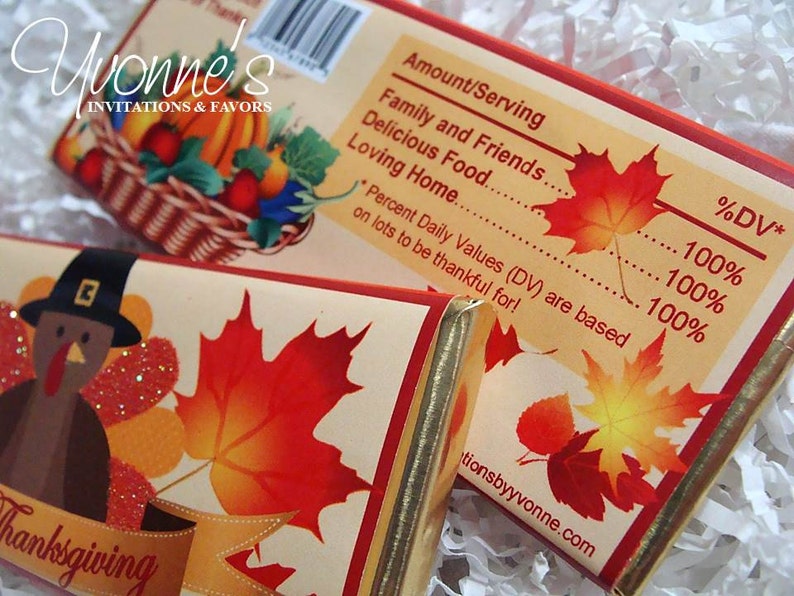 Thanksgiving Candy Bar Wrappers for Chocolate Bar - Etsy
