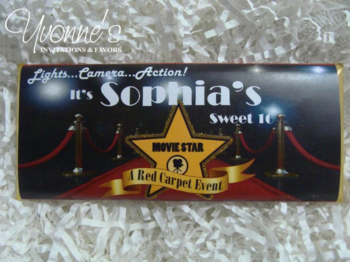 Hollywood Red Carpet VIP Candy Bar Wrappers Assembled With - Etsy