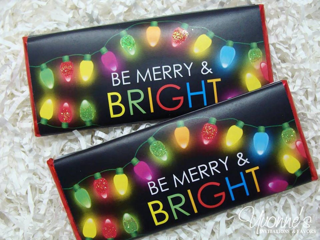 Christmas Candy Bar Wrappers for Chocolate Bar Favors-xmastree Lights ...