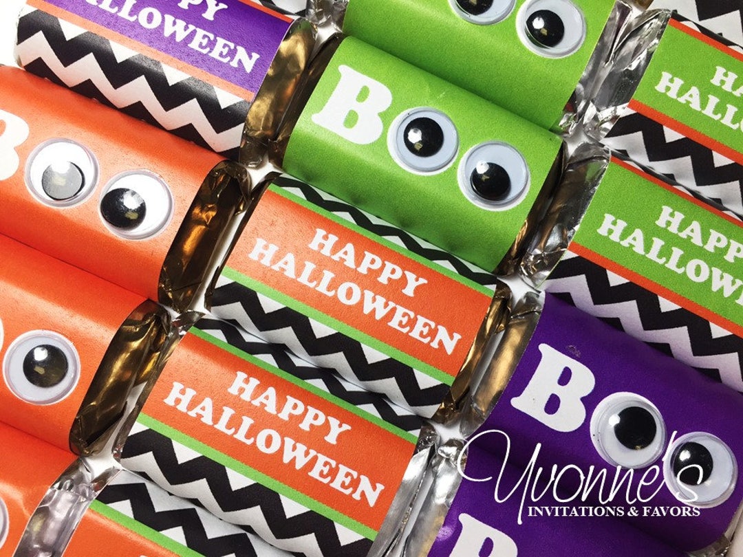 Halloween Mini Candy Bar Wrappers Assembled With Miniature Chocolate ...