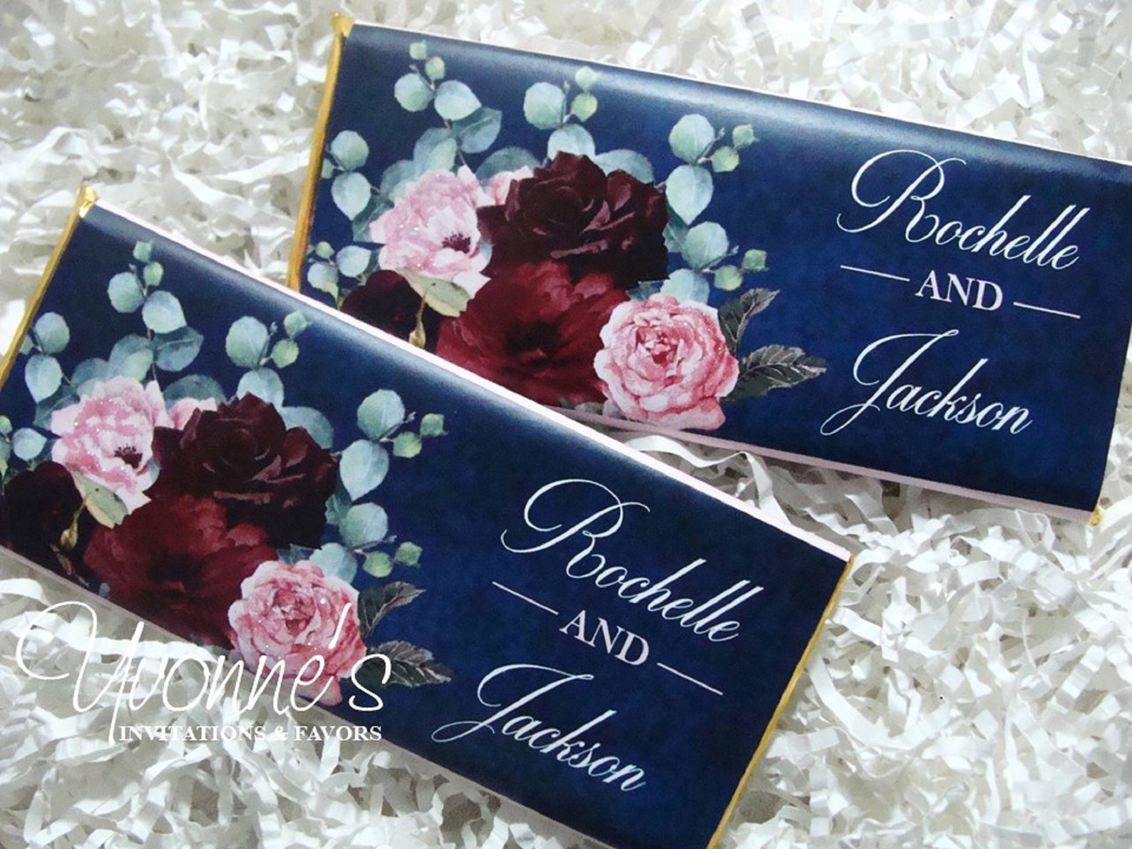 Wedding Candy Bar Wrappers With Chocolate Bar Favors-navy - Etsy