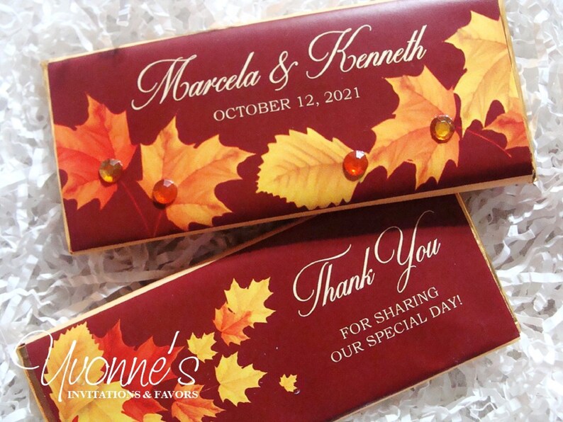 Fall Wedding Candy Bar Wrappers Assembled With Chocolate Bars-party ...