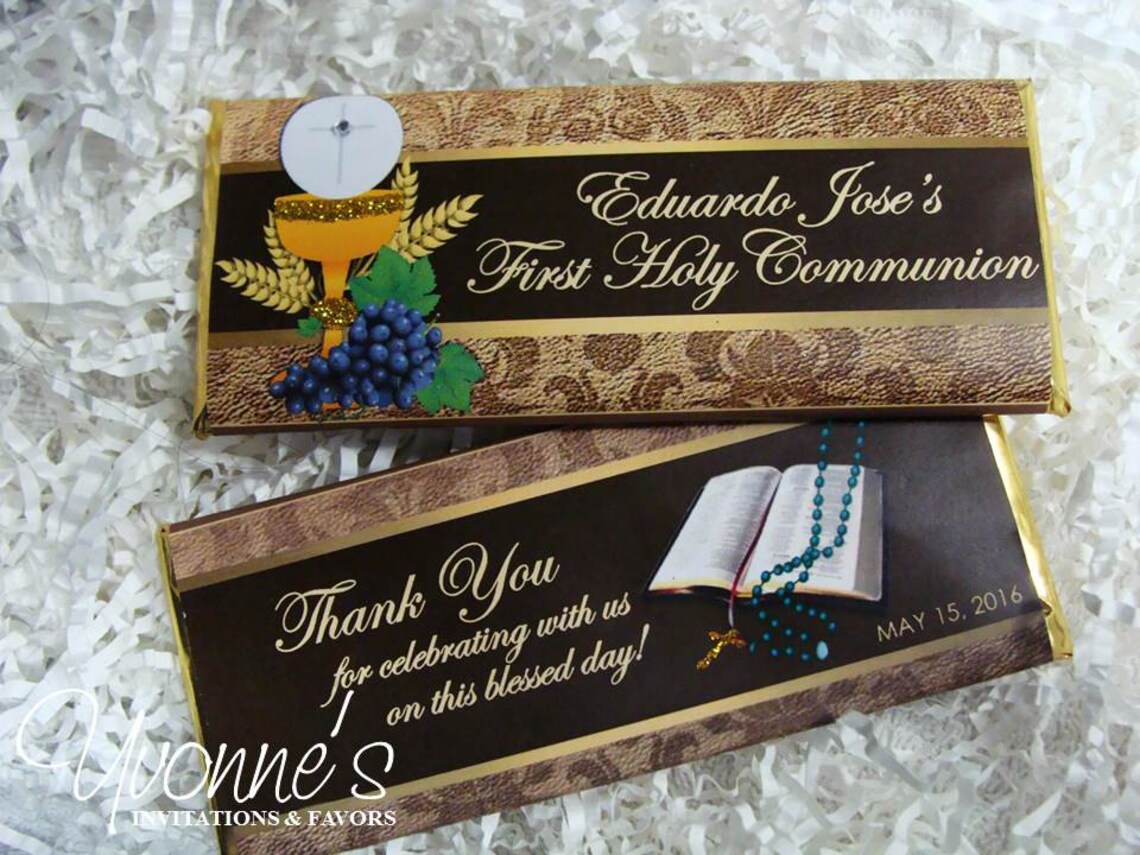 Communion Holy Eucharist Candy Bar Wrappers - Chocolate Bar Favors ...