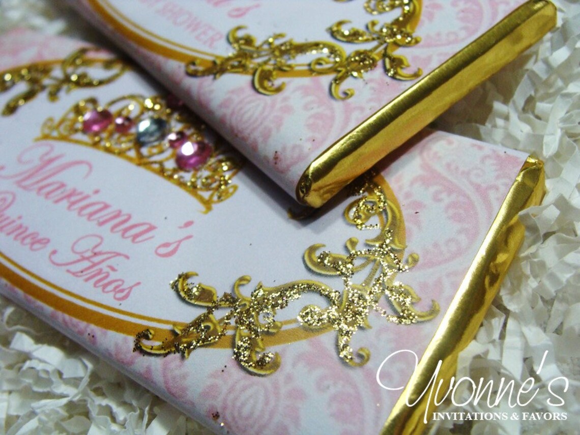 Princess Candy Bar Wrappers Assembled With Chocolate-party Favors-royal ...