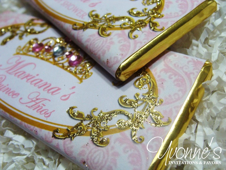 Princess Candy Bars Wrappers for Chocolate Bar Favors-royal Tiara-blush ...