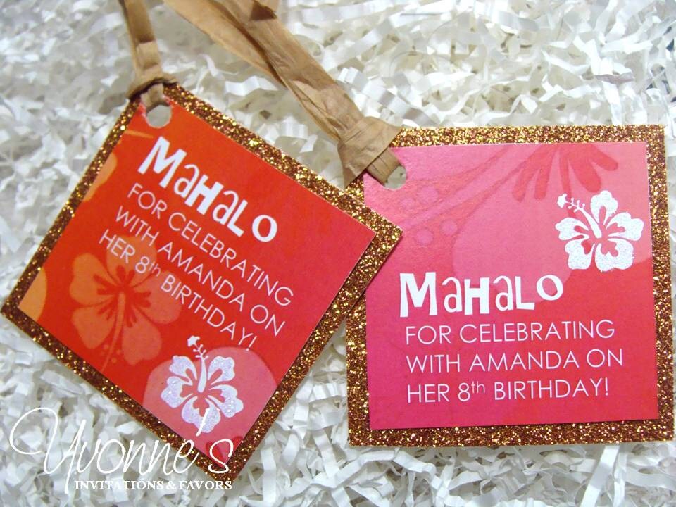 Hawaiian Luau Tropical Favor Tags Gift/thank You Tags for - Etsy