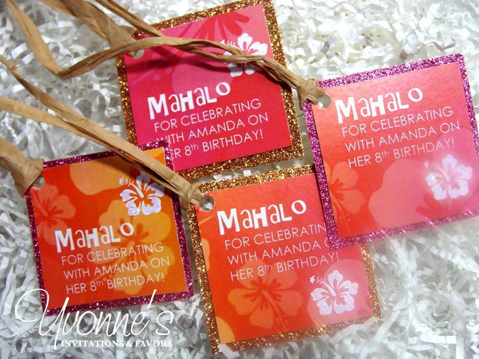 Hawaiian Luau Tropical Favor Tags Gift/thank You Tags for - Etsy
