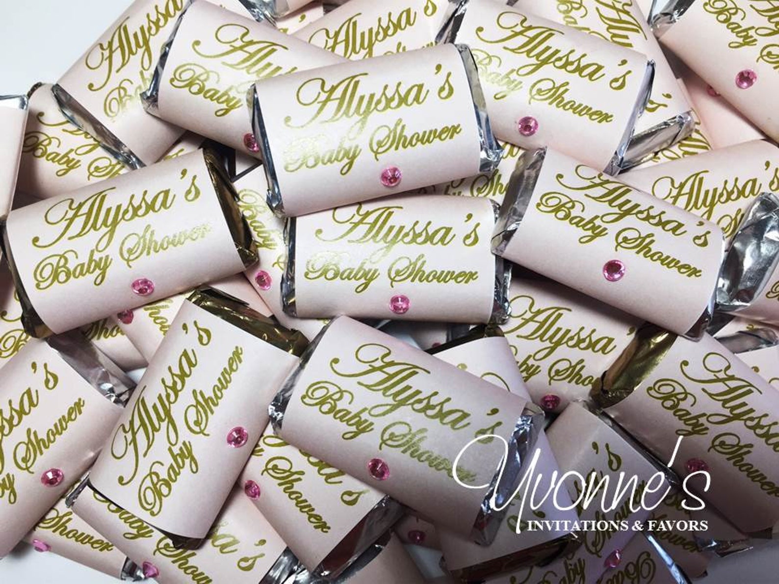Bridal Shower Mini Candy Bar Wrappers-miniature Chocolate Favors-blush ...