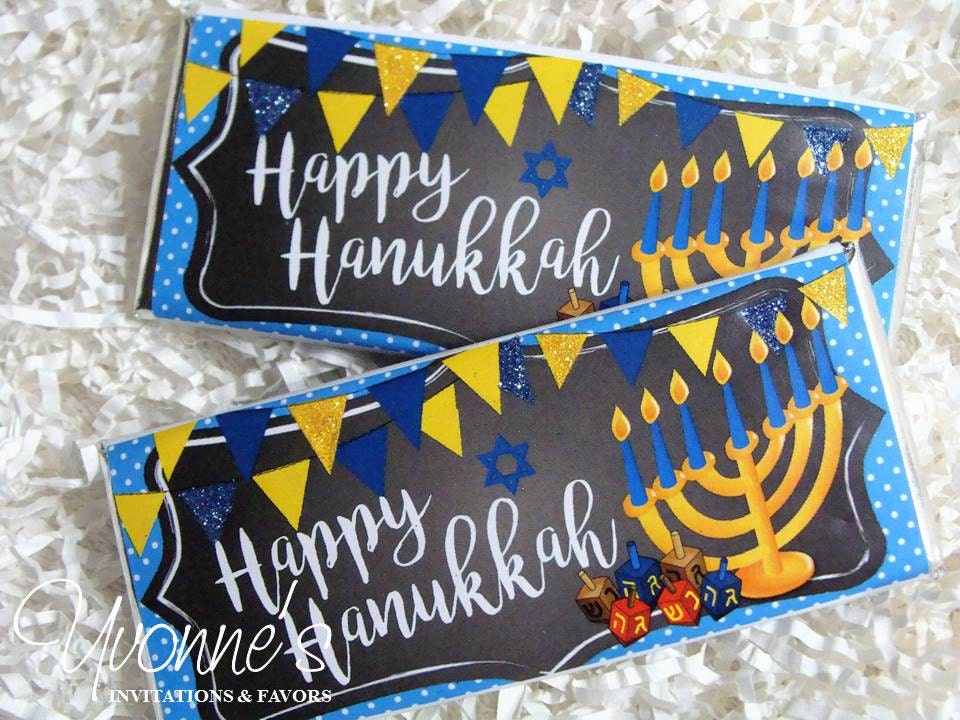 Hanukkah Candy Bar Wrappers for Chocolate Bar Favors- Hanukkah Party ...