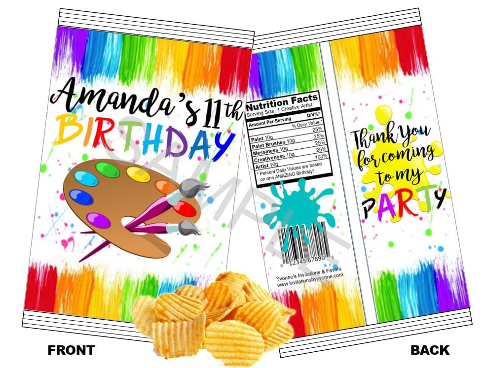 Art Paint Party Chip Bags-wine and Paint 40th-50th-60th Birthday Part ...