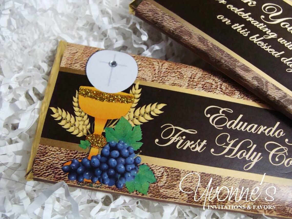 Communion Holy Eucharist Candy Bar Wrappers - Chocolate Bar Favors ...