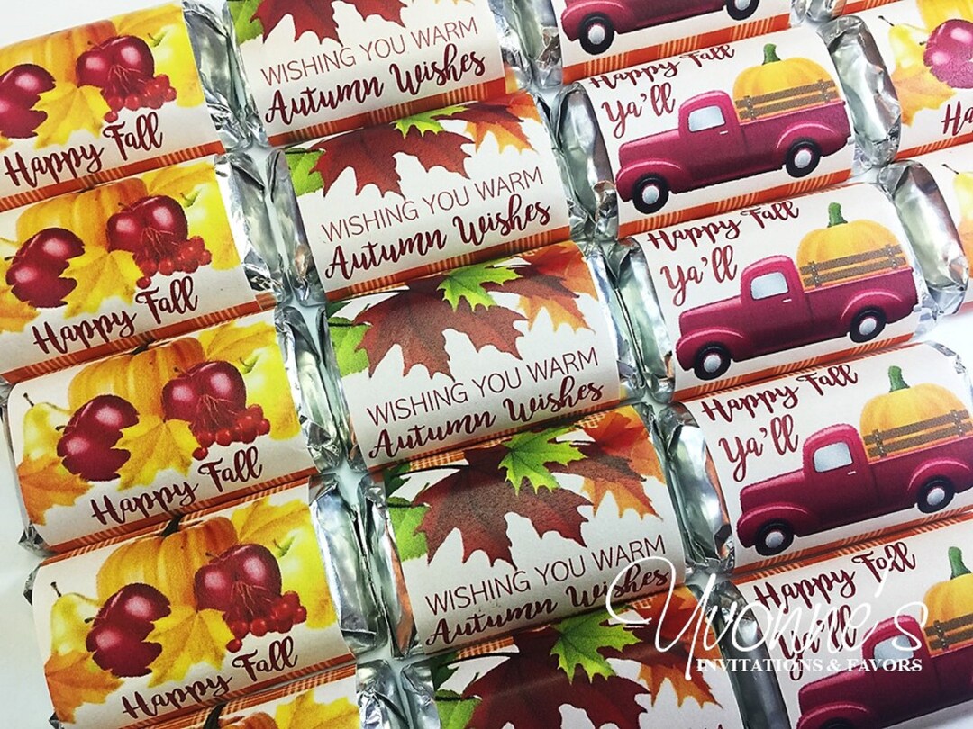 Harvest-fall-thanksgiving Mini Candy Bar Favors Assembled With Wrappers ...