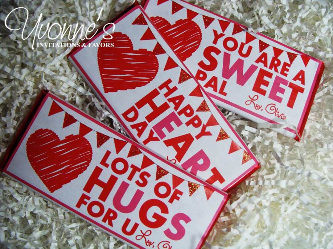 Valentine's Day Candy Bar Wrappers Chocolate Bar Favor Kid's Fun ...