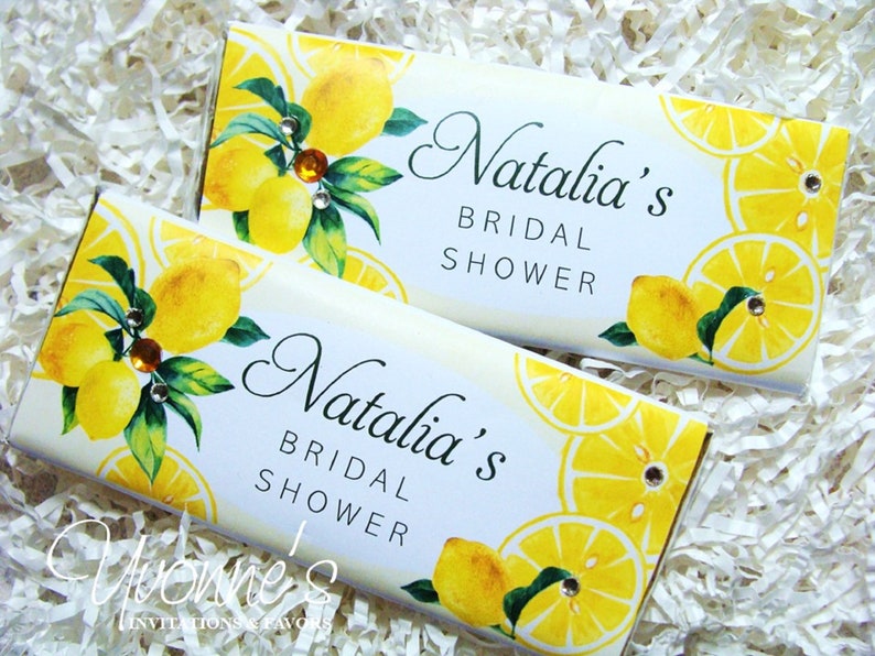 Lemon Bridal Shower Candy Bar Wrappers Assembled With Chocolate Bar ...