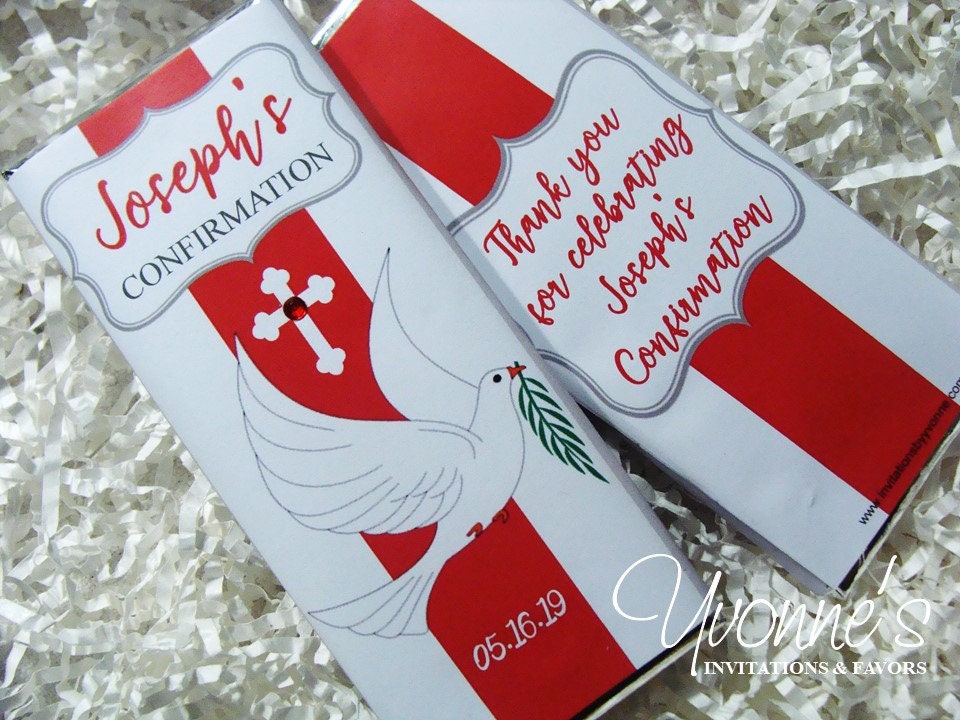 Confirmation Candy Bar Wrapper-Chocolate Bar Favors-White/Red | Etsy