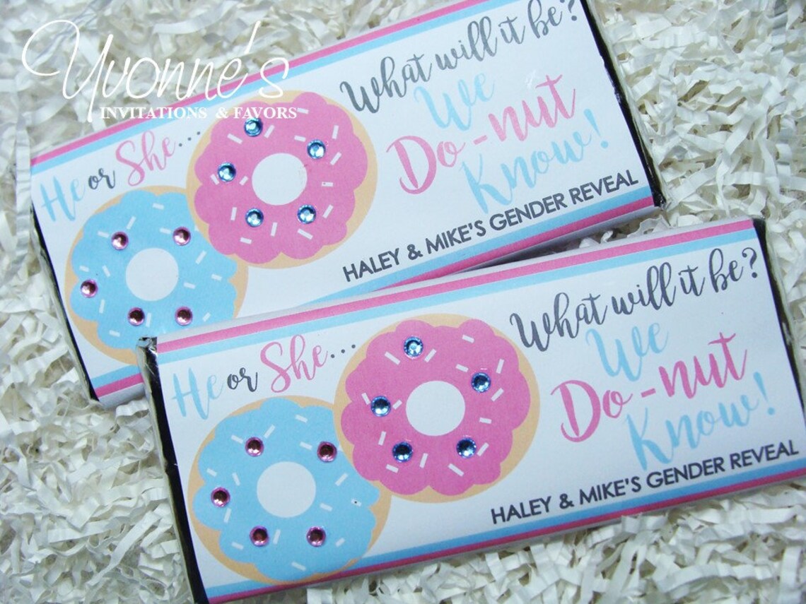 Gender Reveal Candy Bar Wrappers Assembled With Chocolate-party Favors ...