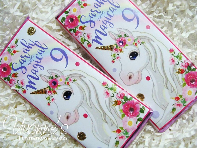 Unicorn Candy Bar Wrappers - Chocolate Bar Party Favors - Birthday ...