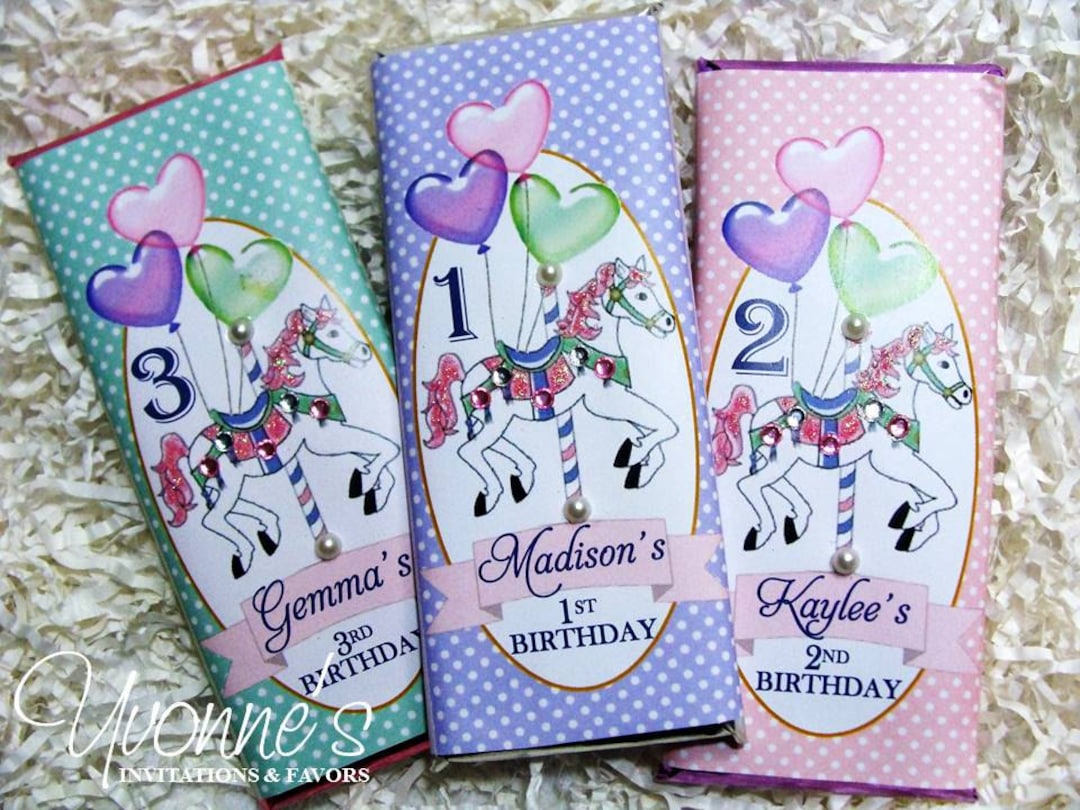Carousel Candy Bar Wrappers Assembled With Chocolate-party Favors-1st ...