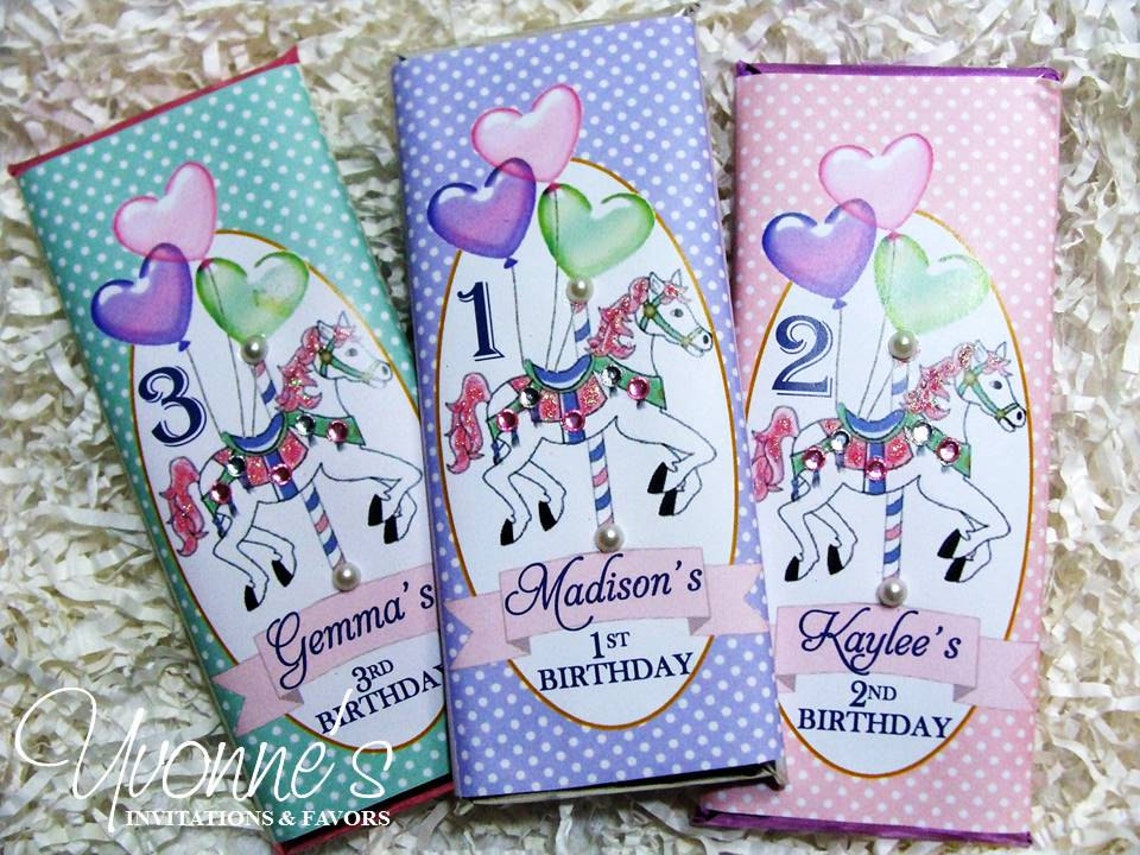 Carousel Candy Bar Wrappers for Chocolate Bar Party Favors-1st Birthday ...