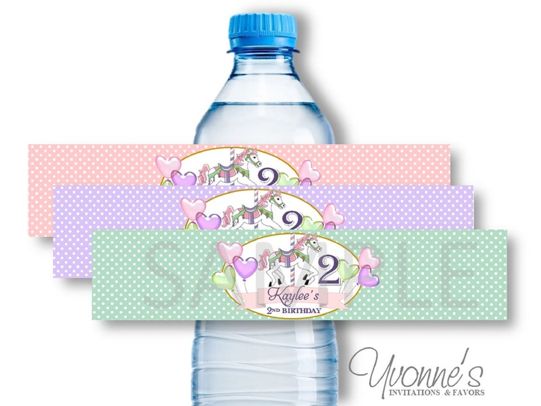 Carousel Water Bottle Wrappers First 1st Birthday, Baby Birthday, Baby ...