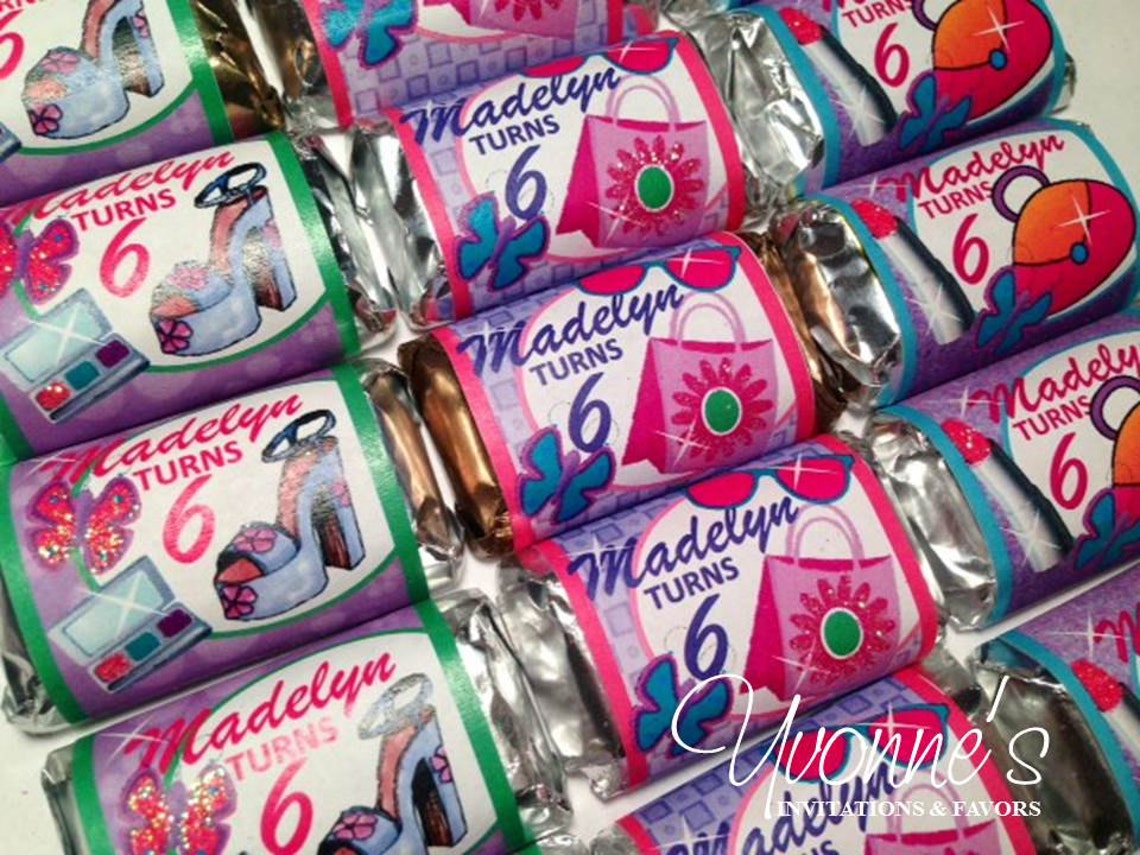 Glam Spa Tween Birthday Mini Candy Bar Wrappers-miniature Chocolate Bar ...