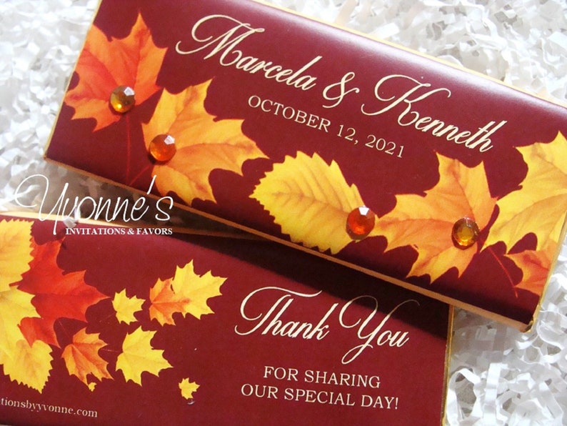 Fall Wedding Candy Bar Wrappers for Chocolate Bar Favors-fall Autumn ...