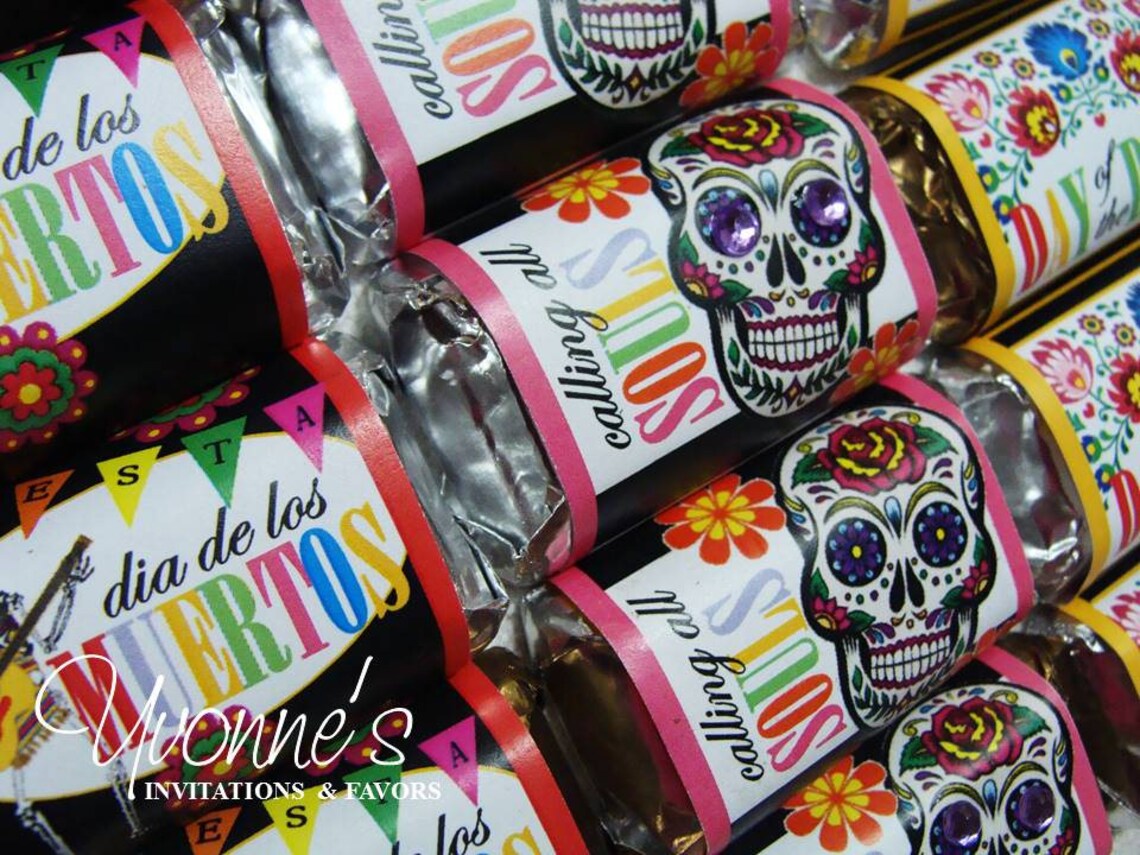 Sugar Skull Mini Candy Bar Wrappers for Miniature Chocolate | Etsy