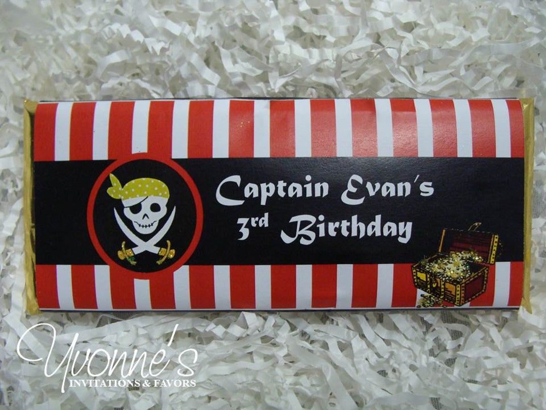 Pirate Candy Bar Wrappers - Chocolate Bar Favors - Birthday Party Favor ...