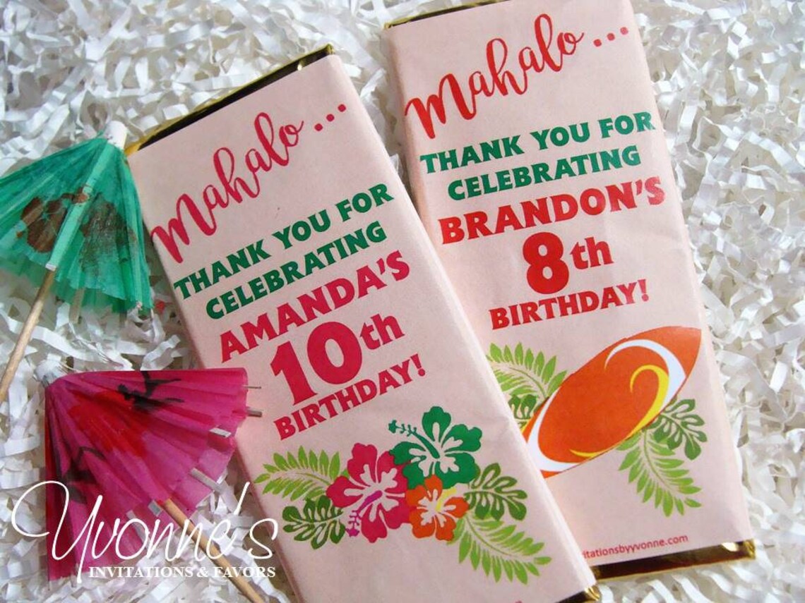 Hawaiian Luau Candy Bar Wrappers Only for Chocolate Bar - Etsy
