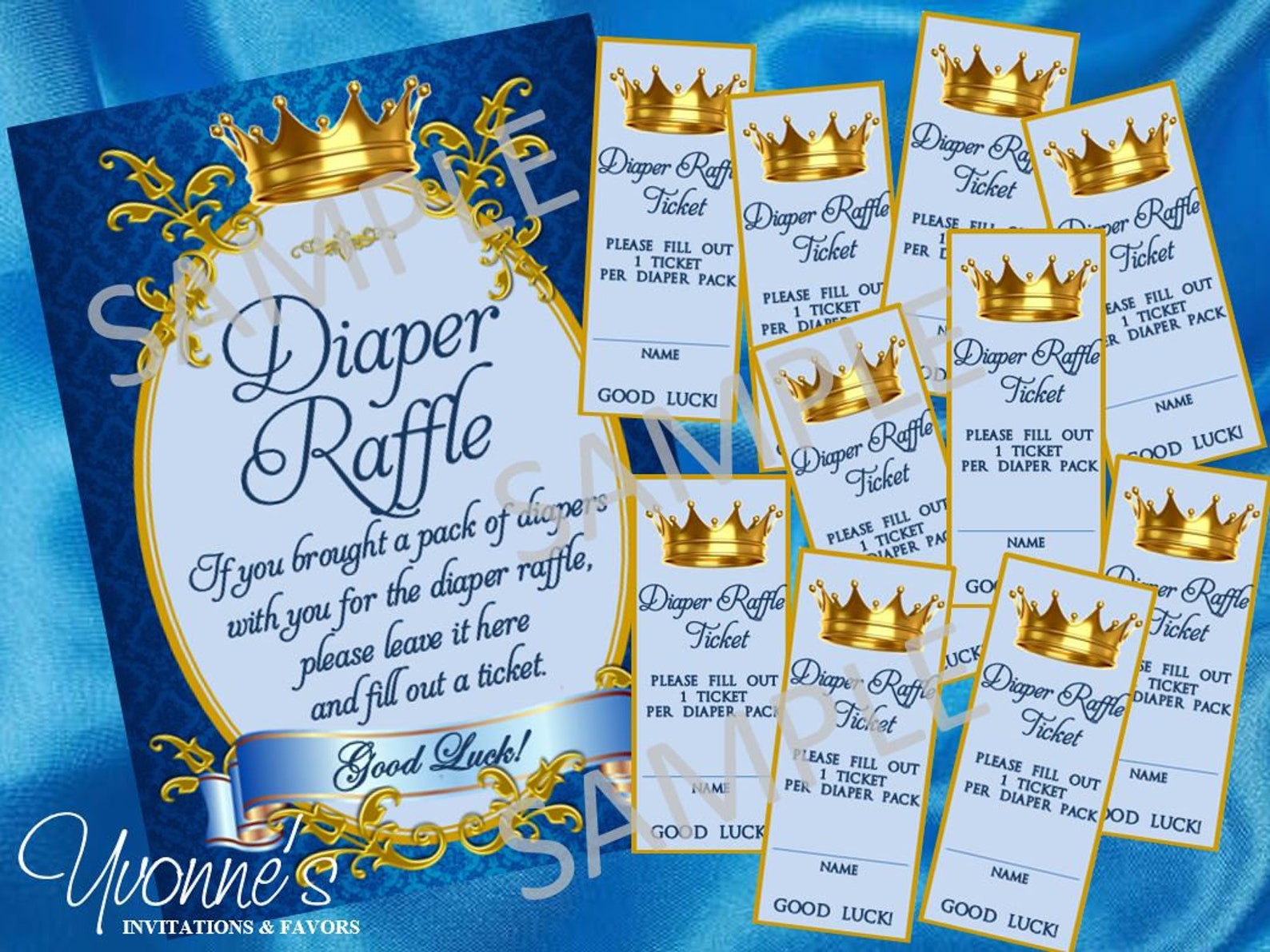 Royal Baby Boy Prince Diaper Raffle Tickets - Set of 48 Tickets + 1 ...