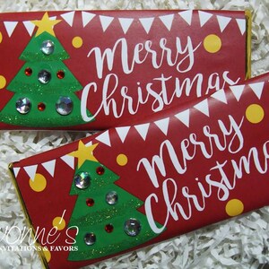 Christmas Candy Bar Wrappers for Chocolate Bar Favors-bling Christmas ...