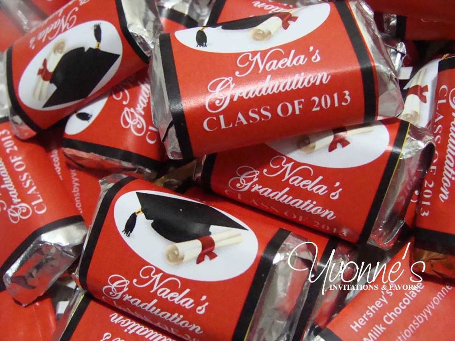 Graduation Mini Candy Bar Wrappers Assembled With Miniature Chocolate ...