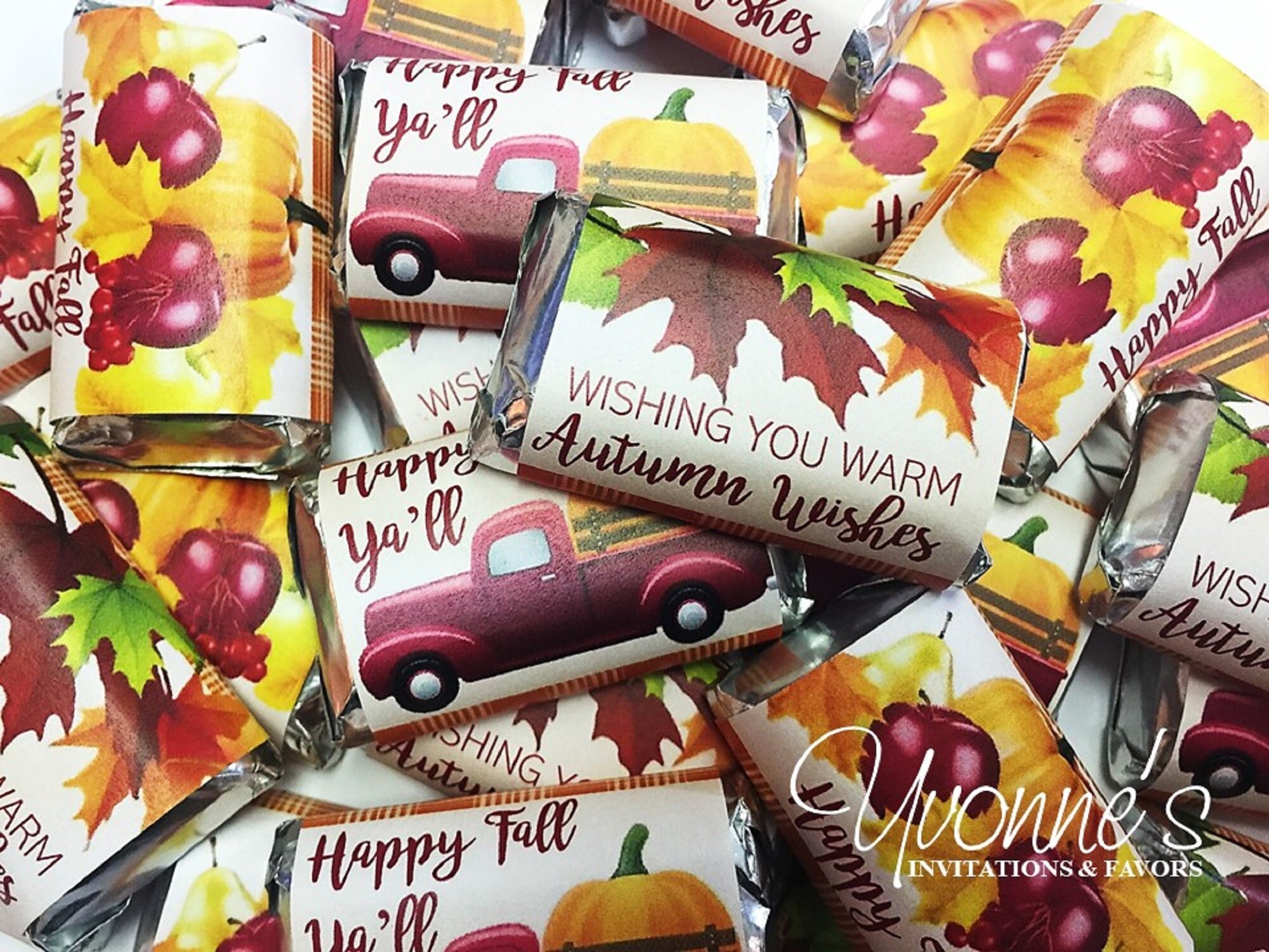 Harvest-Fall-Thanksgiving Mini Candy Bar Favors Assembled with | Etsy