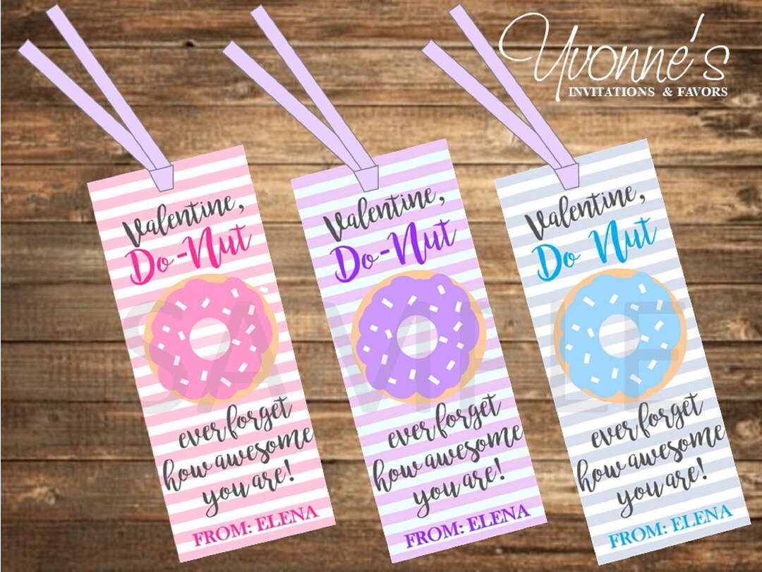 Valentine Kid Bookmark Cards-donuts Bookmarks-valentine Class Party ...