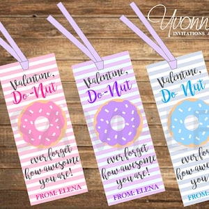 Valentine Kid Bookmark Cards-donuts Bookmarks-valentine Class Party ...