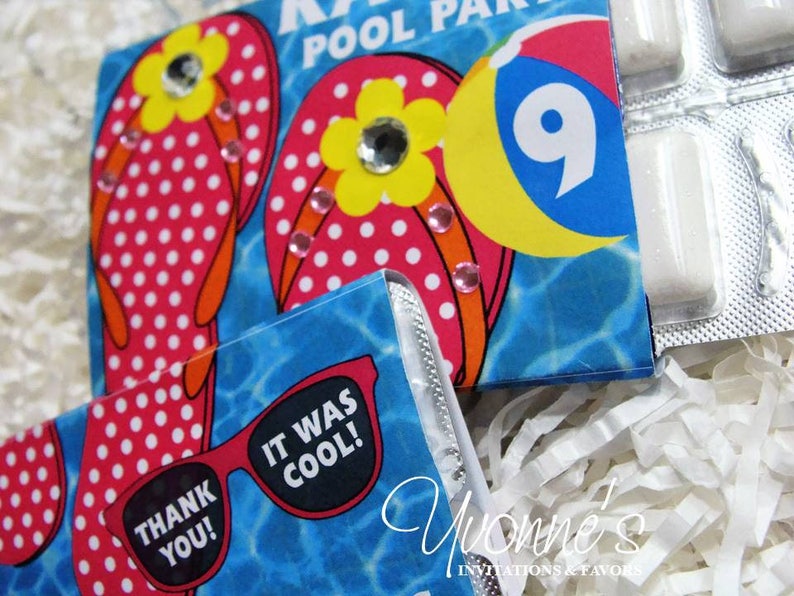 Pool Party Favors-Assembled Gum Favors with Personalized | Etsy