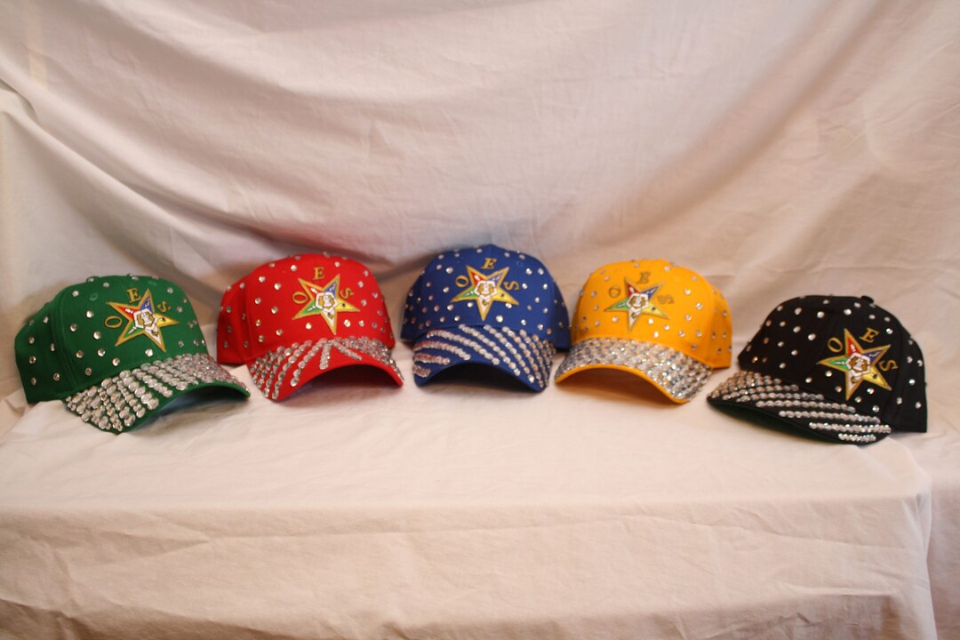 OES - Order of the Eastern Rhinestone Embellished Ball Caps With Star ...