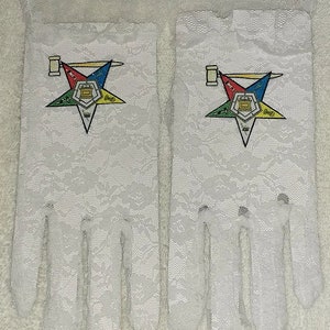 OES - Order of the Eastern Star With Gavel Logo Emblem White Lace ...