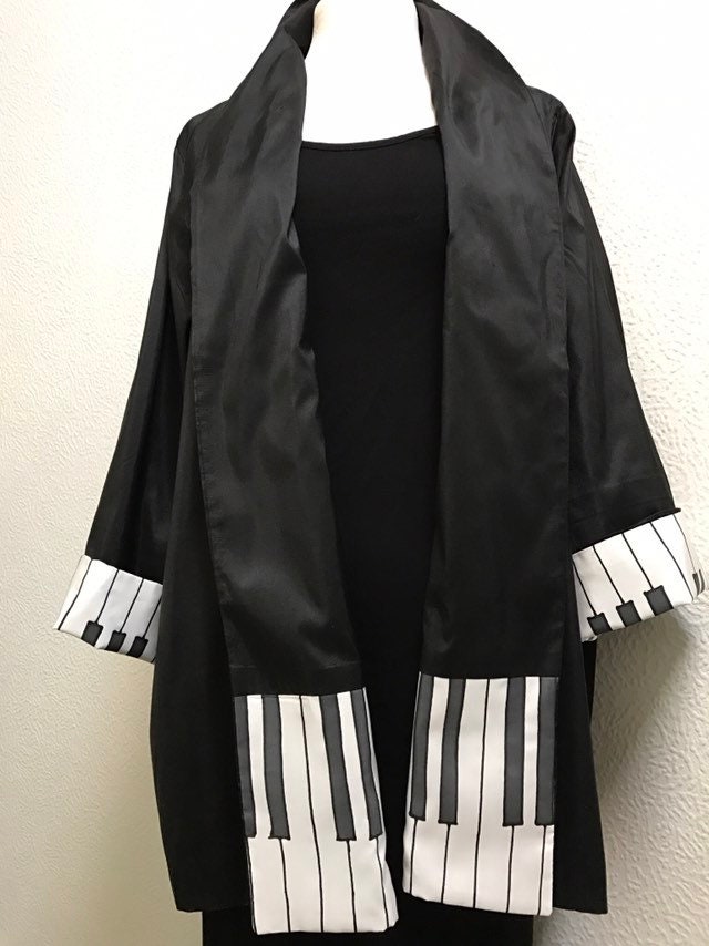 Hand Painted Silk Music Piano Keyboard Reversible Jacket by Designer ...