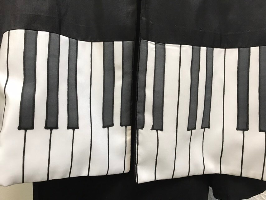 Hand Painted Silk Music Piano Keyboard Reversible Jacket by Designer ...