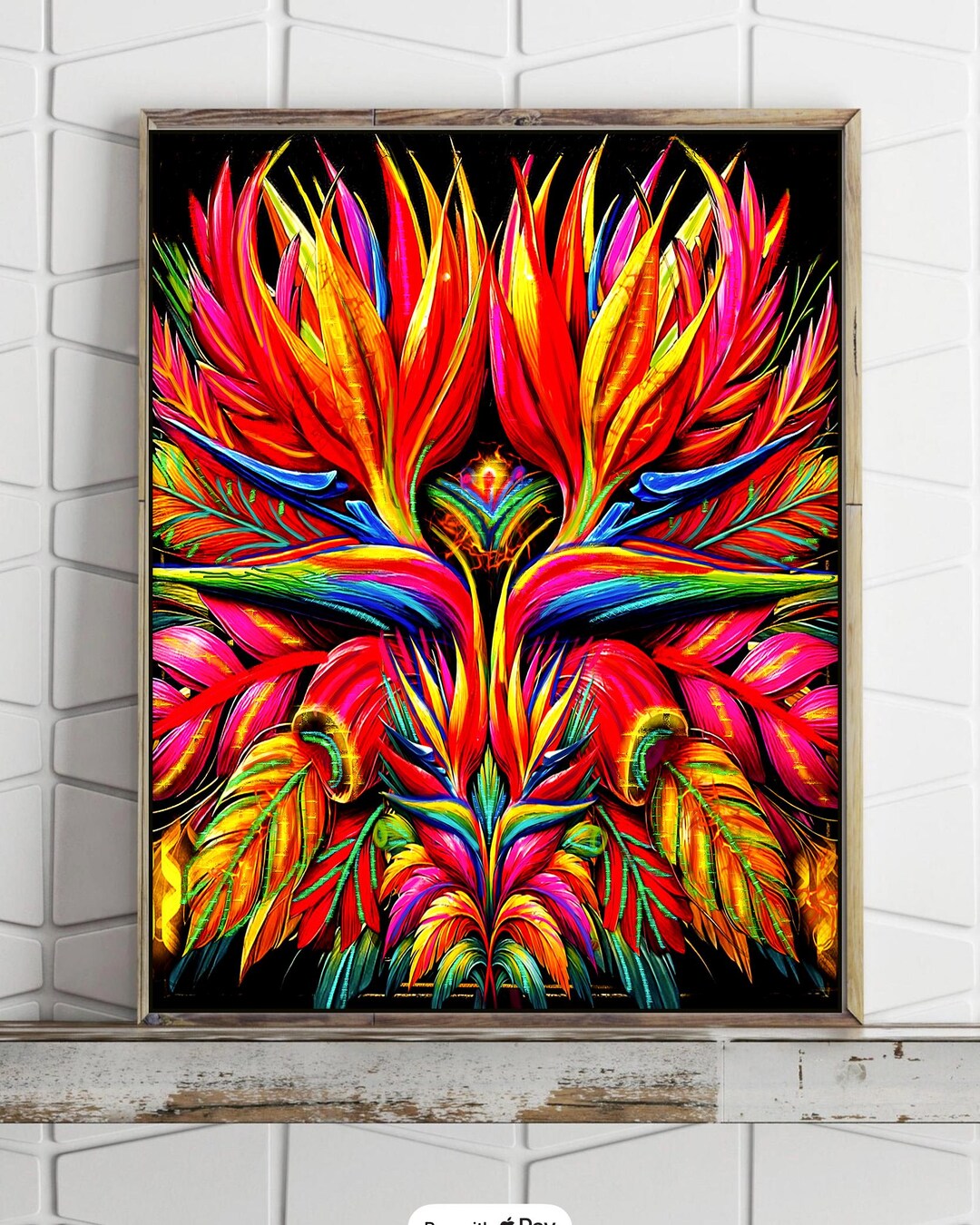 Kaleidoscope Birds of Paradise Art Print, Cool Paintings, Blacklight ...