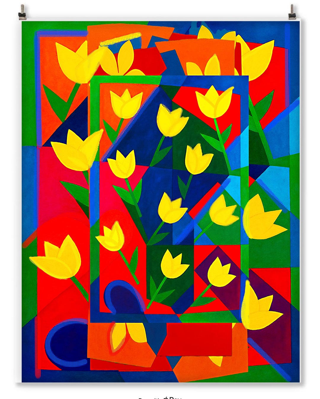 Mid-century Modern Geometric Tulip Art Print - Bauhaus Minimalist ...