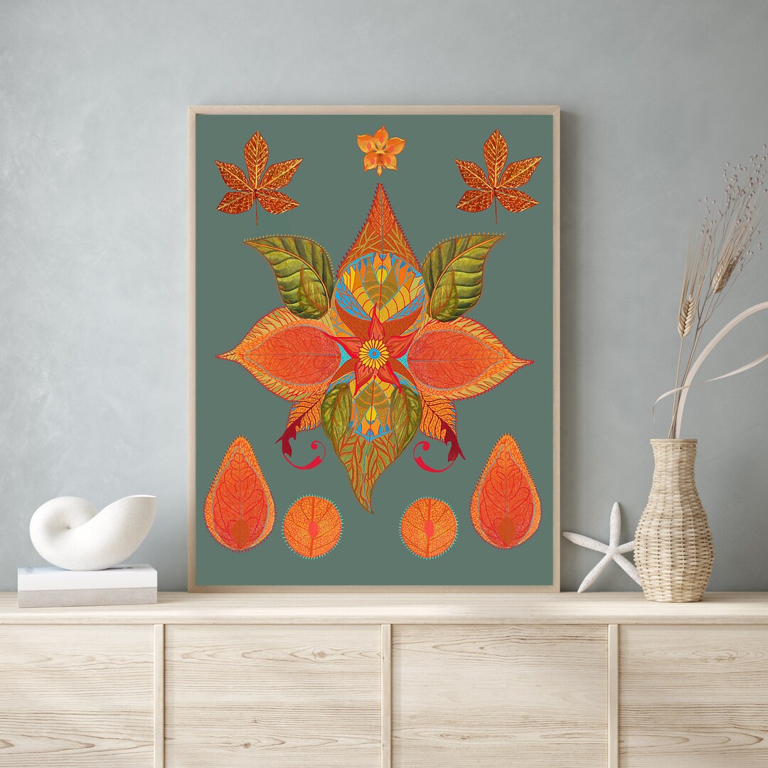 Geometric Shapes, Modern Abstract Art, Abstract Leaves Art Print, Leaf ...