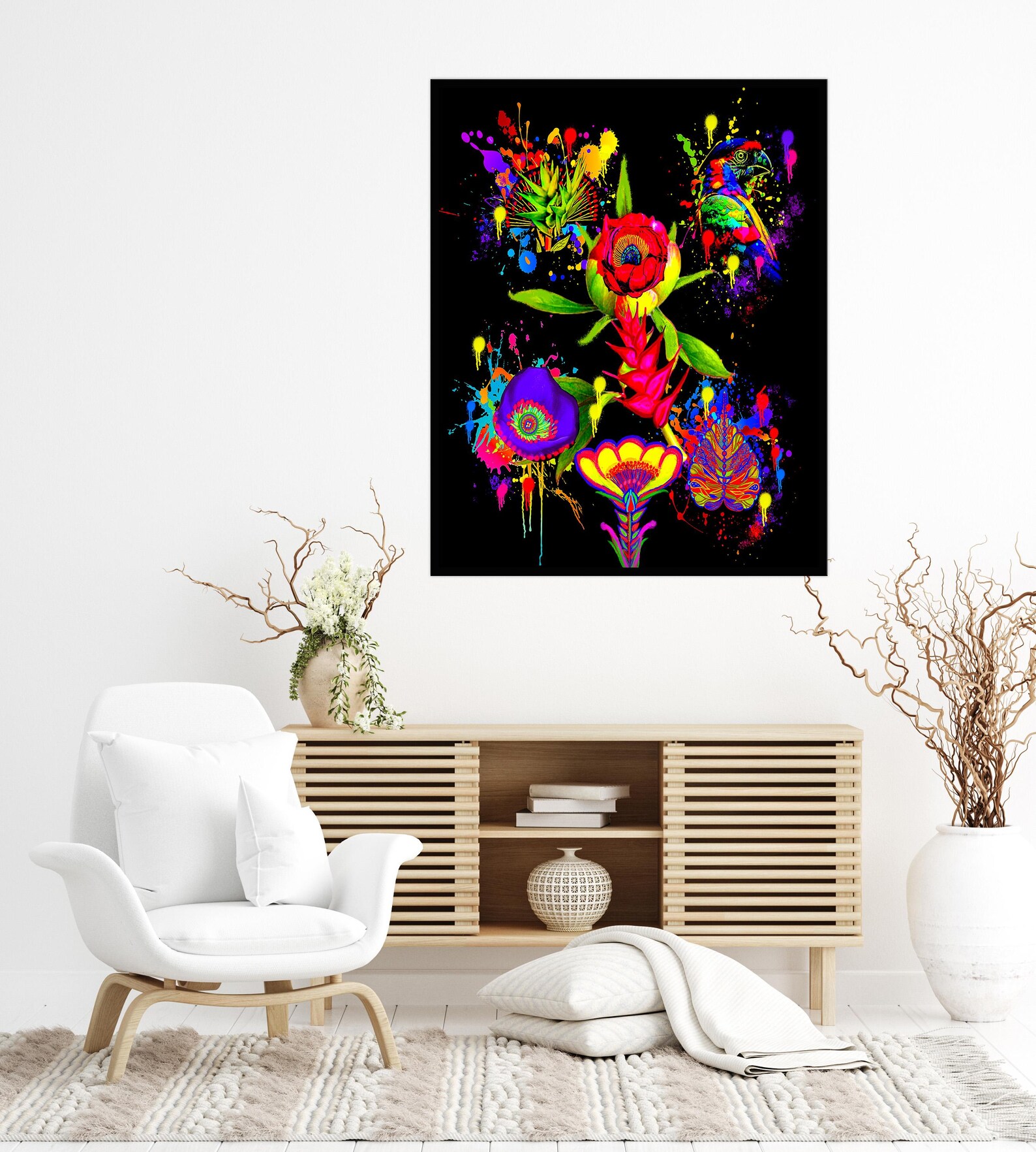 Blacklight Poster, Watercolor Splashes, Paint Splatter Art ...