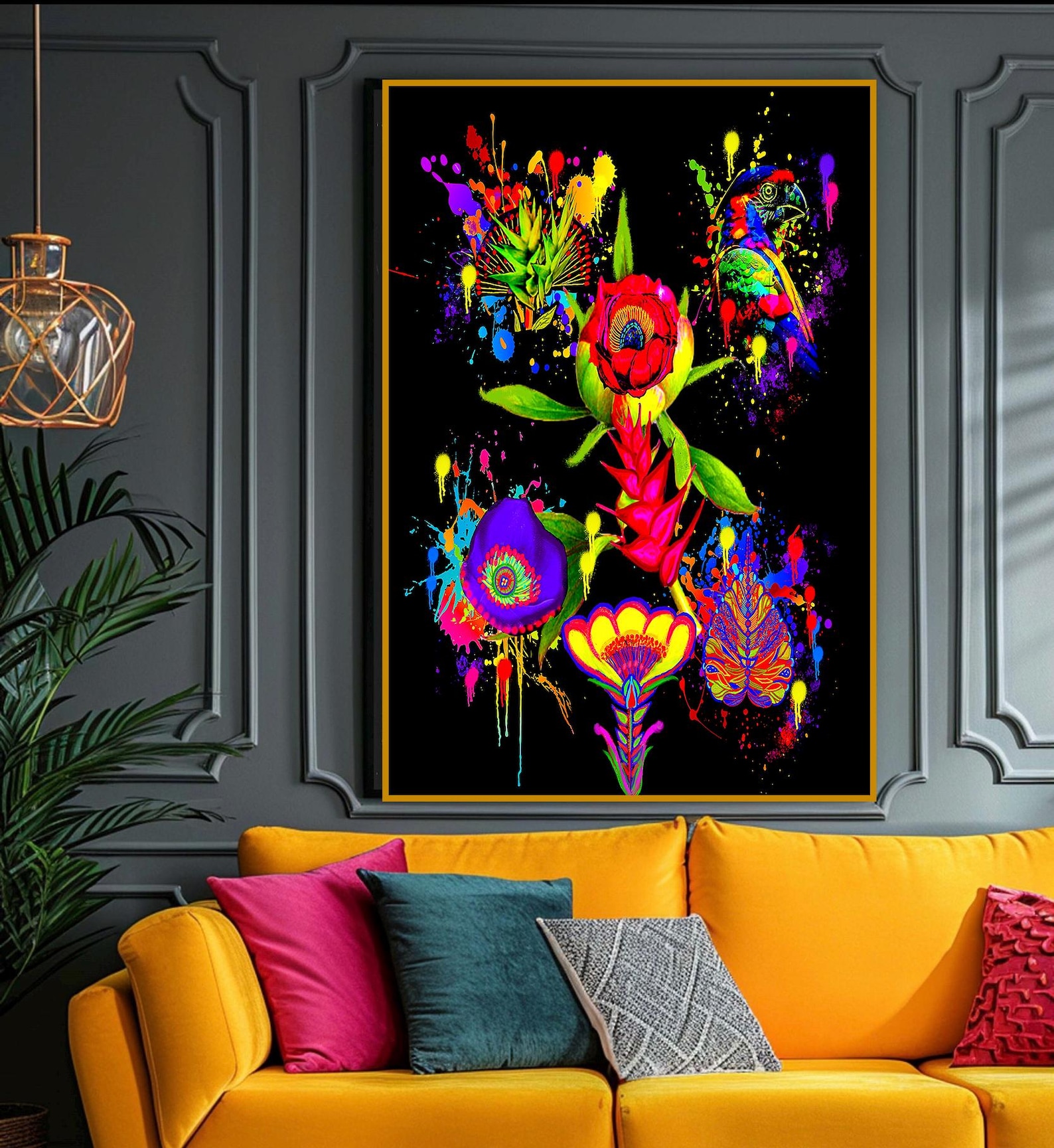 Blacklight Poster, Watercolor Splashes, Paint Splatter Art ...