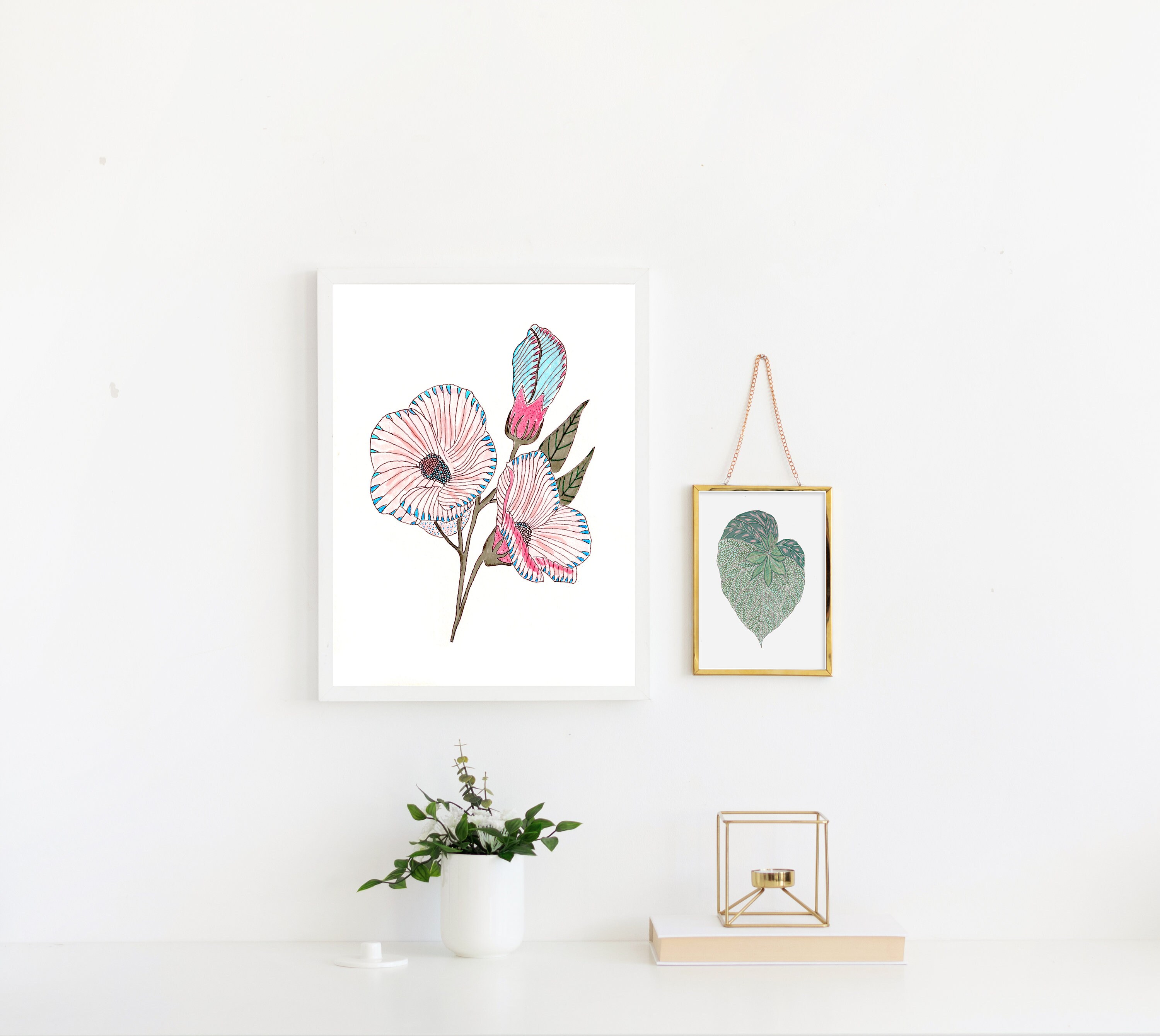 Blush Pink Floral Bouquet Art Print Pink Botanical Wall Art Etsy